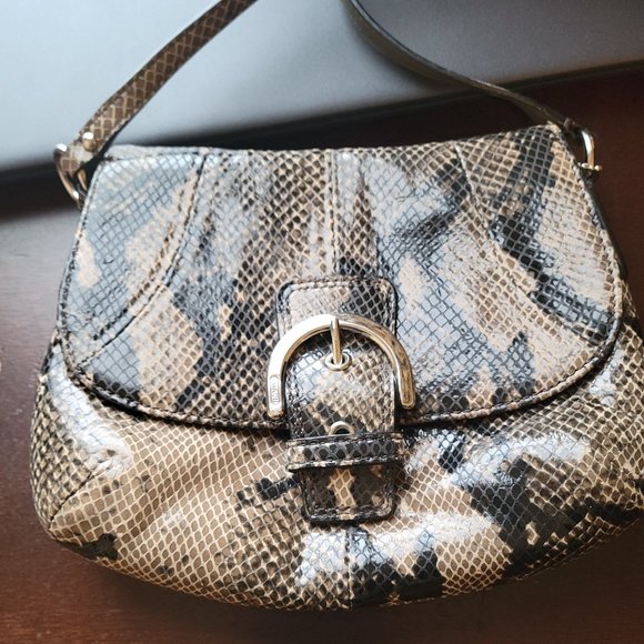 Coach | Bags | Coach Crossbody Bag Exoctic Python Soho Flap Brown Black ...